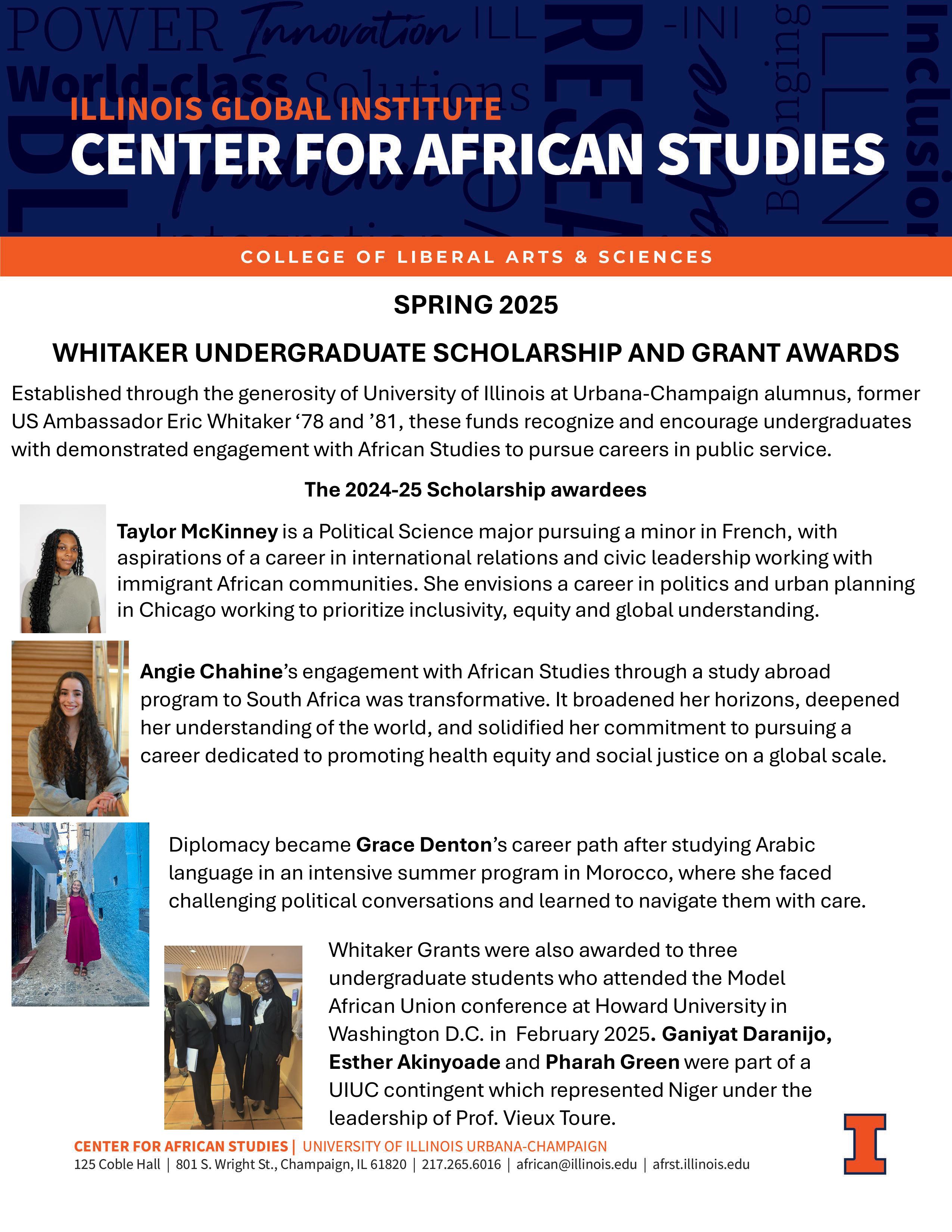 Spring 2025 Whitaker Undergraduate Scholarship and Grant Awards ...